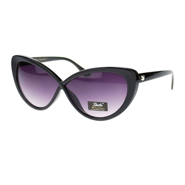 Womens Cross Bridge Narrow Rectangular Cat Eye Sunglasses Black C611ymenpvd